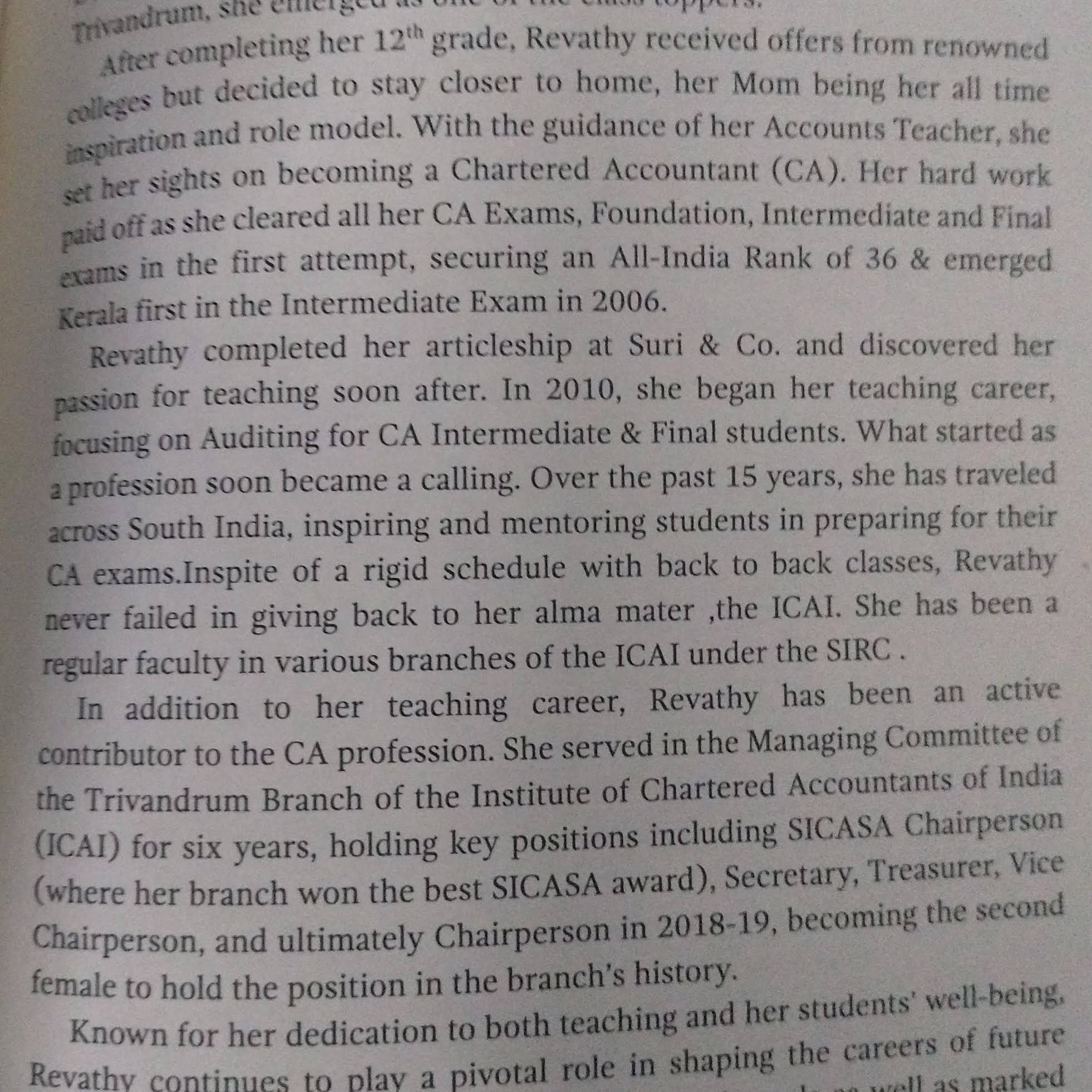 Post from CA REVATHY RAJA