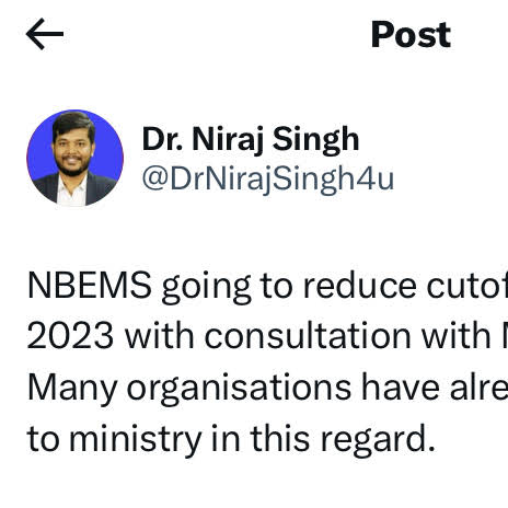 Post from Dr. Niraj Singh, MBBS, DNB