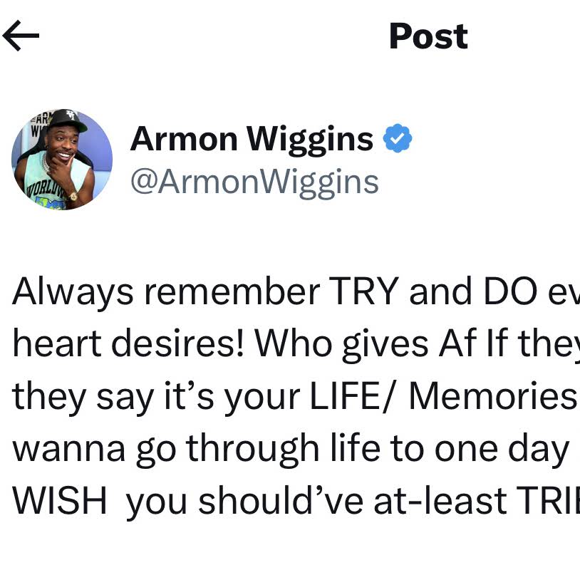 Post from Armon Wiggins