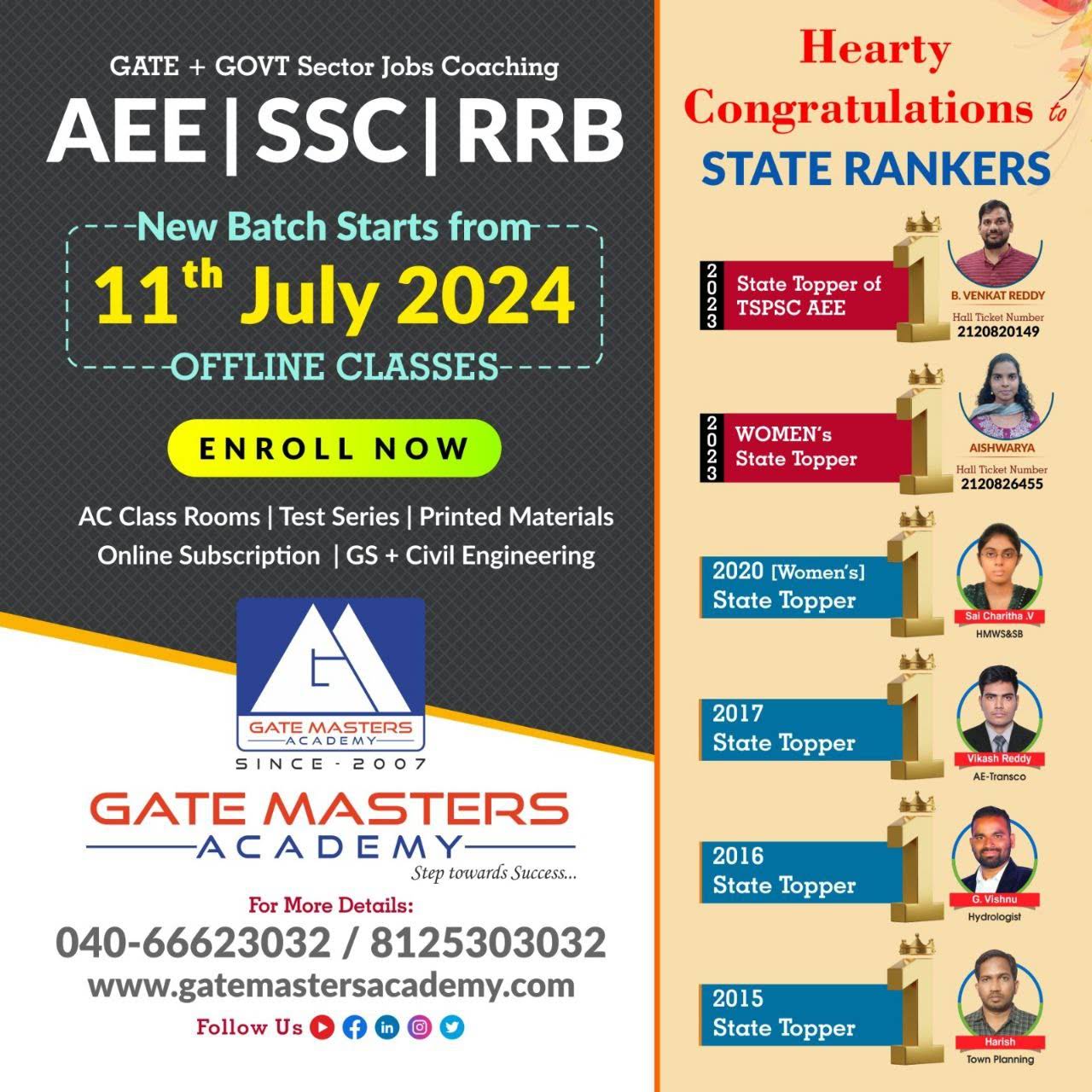 Post from GATE MASTERS ACADEMY TSPSC and APPSC AEE AE