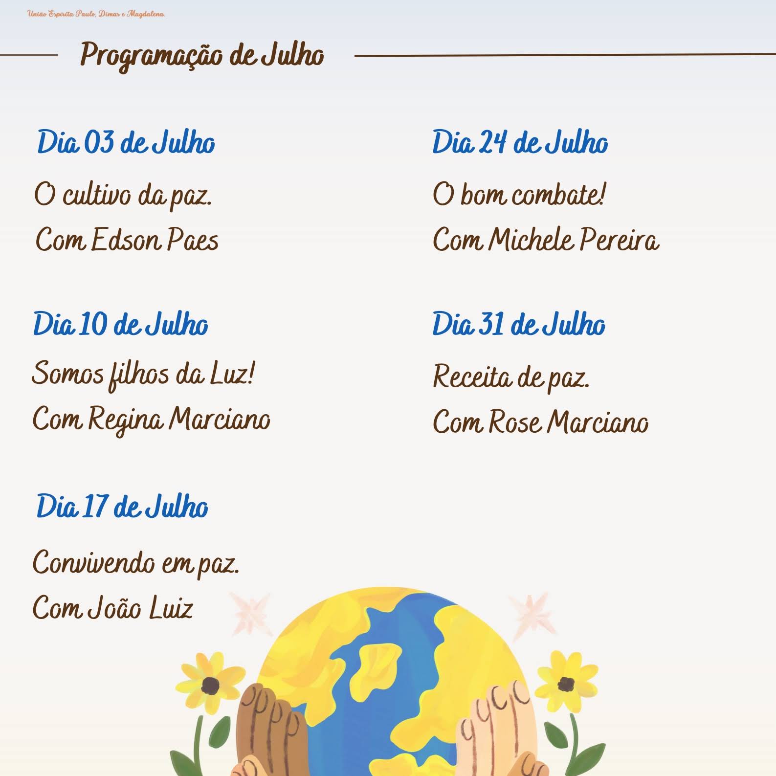 Post from União Espírita Paulo, Dimas e Magdalena