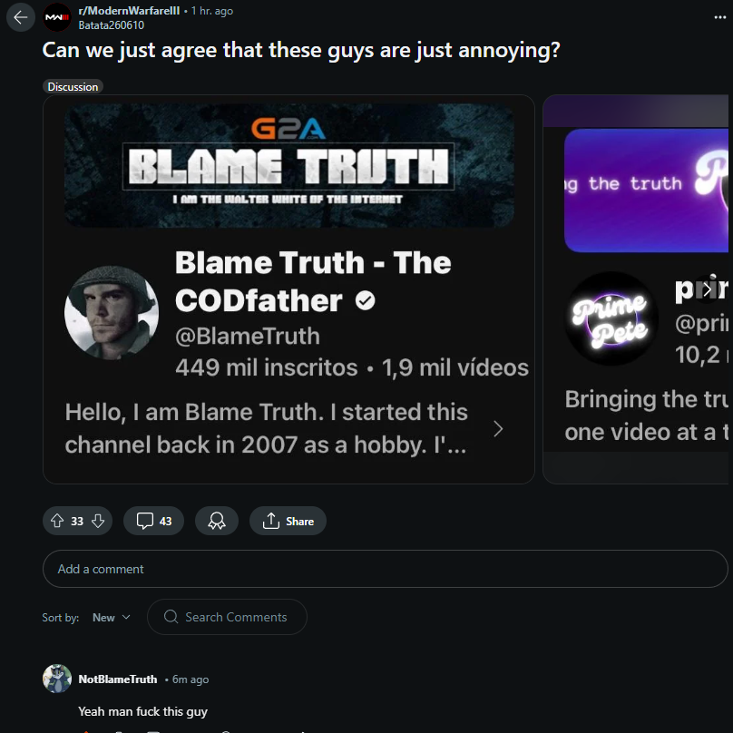 Post from Blame Truth - The CODfather