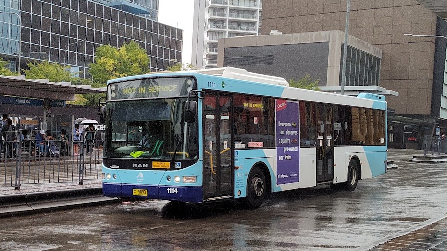 Transit Systems, Busways and CDCNSW buses in the rain at Parramatta ...