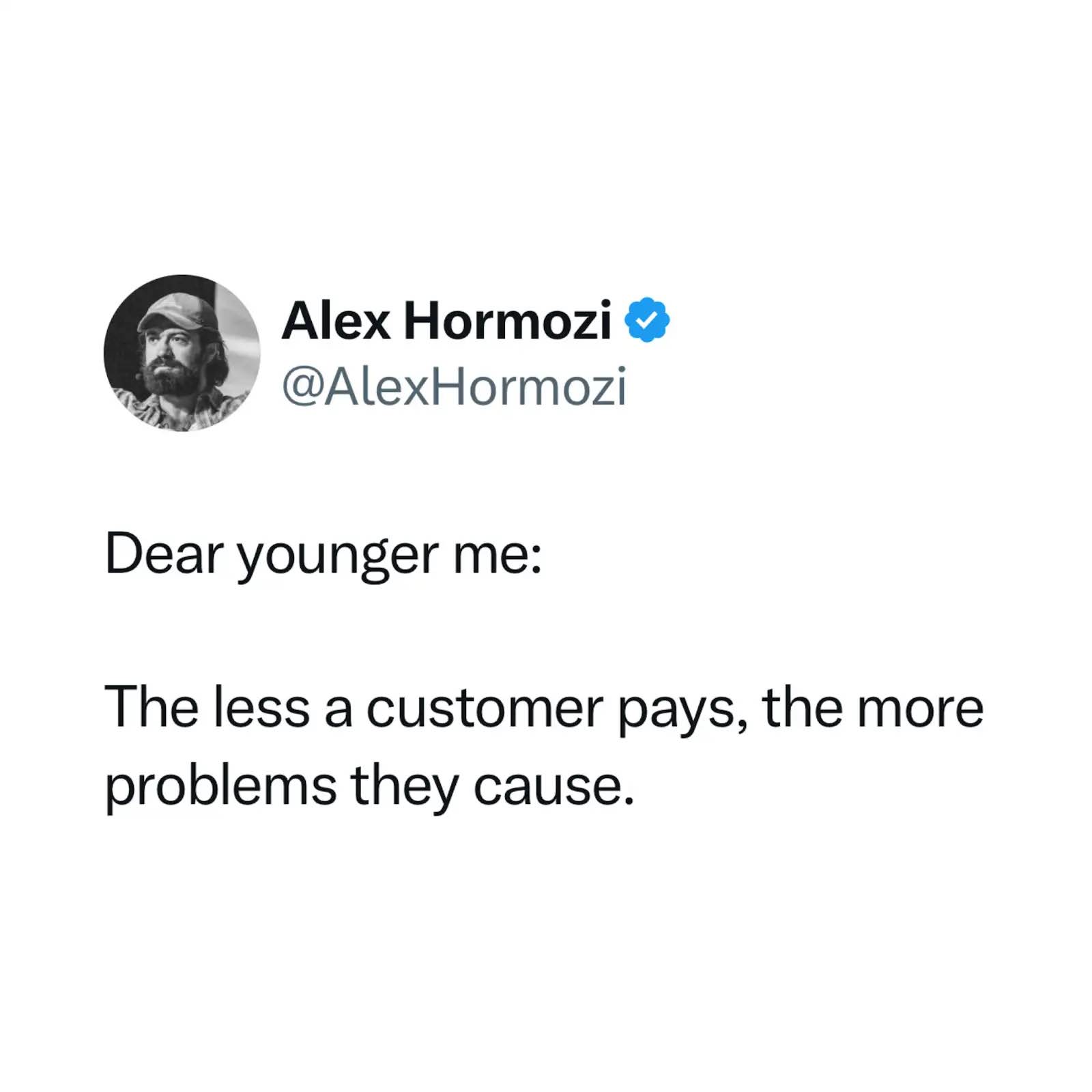 Post from Alex Hormozi