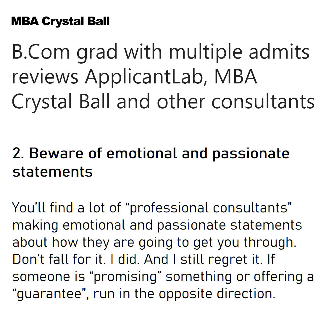Post from MBA Crystal Ball