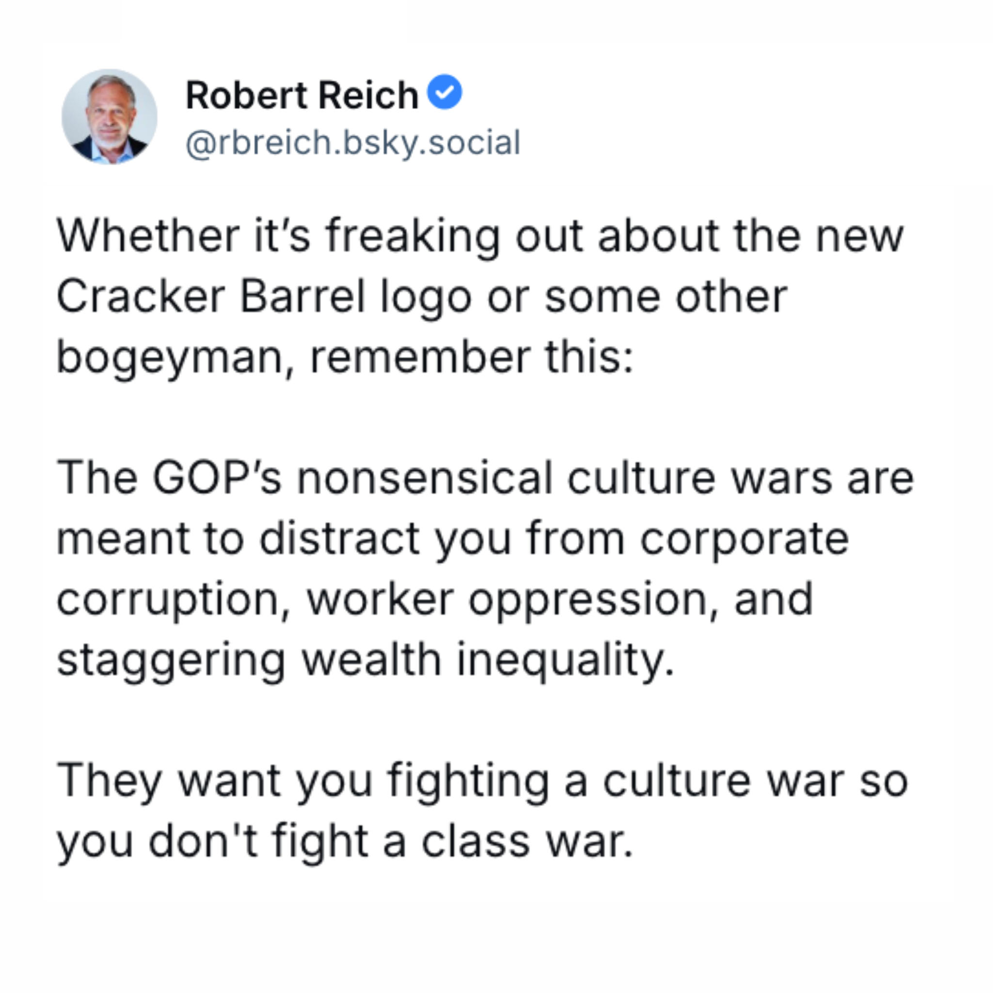 Post from Robert Reich
