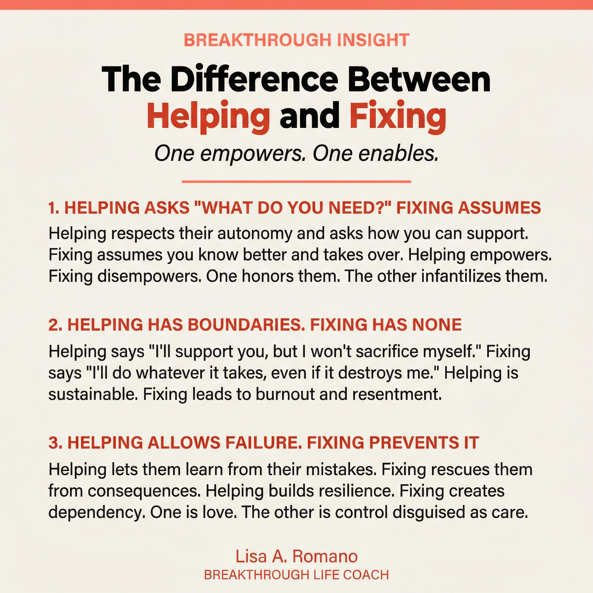 Post from Lisa A. Romano Breakthrough Life Coach Inc
