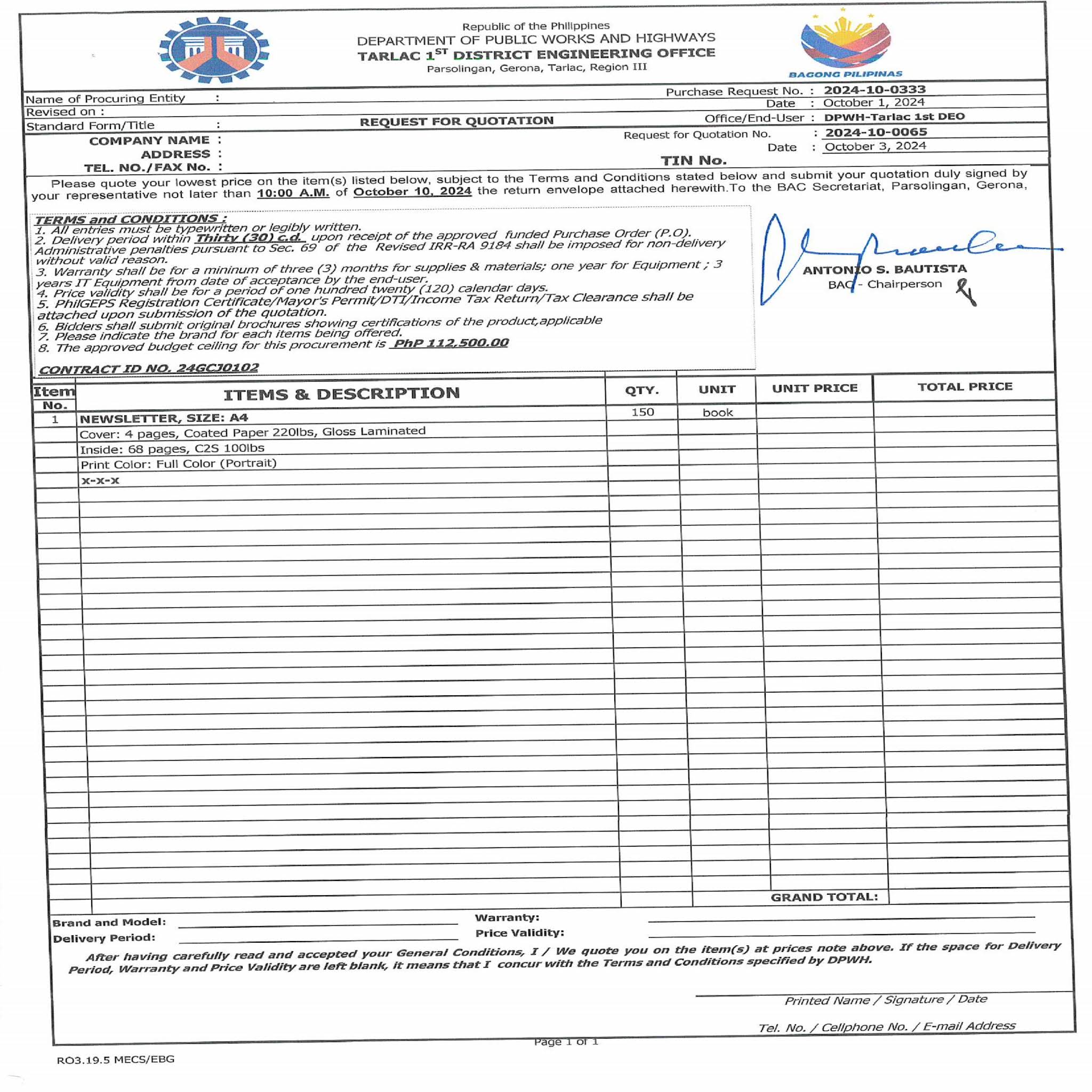 Post from DPWH Tarlac 1st DEO Procurement LS