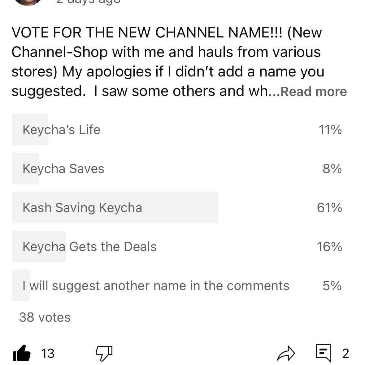 Post from Keycha Budgets