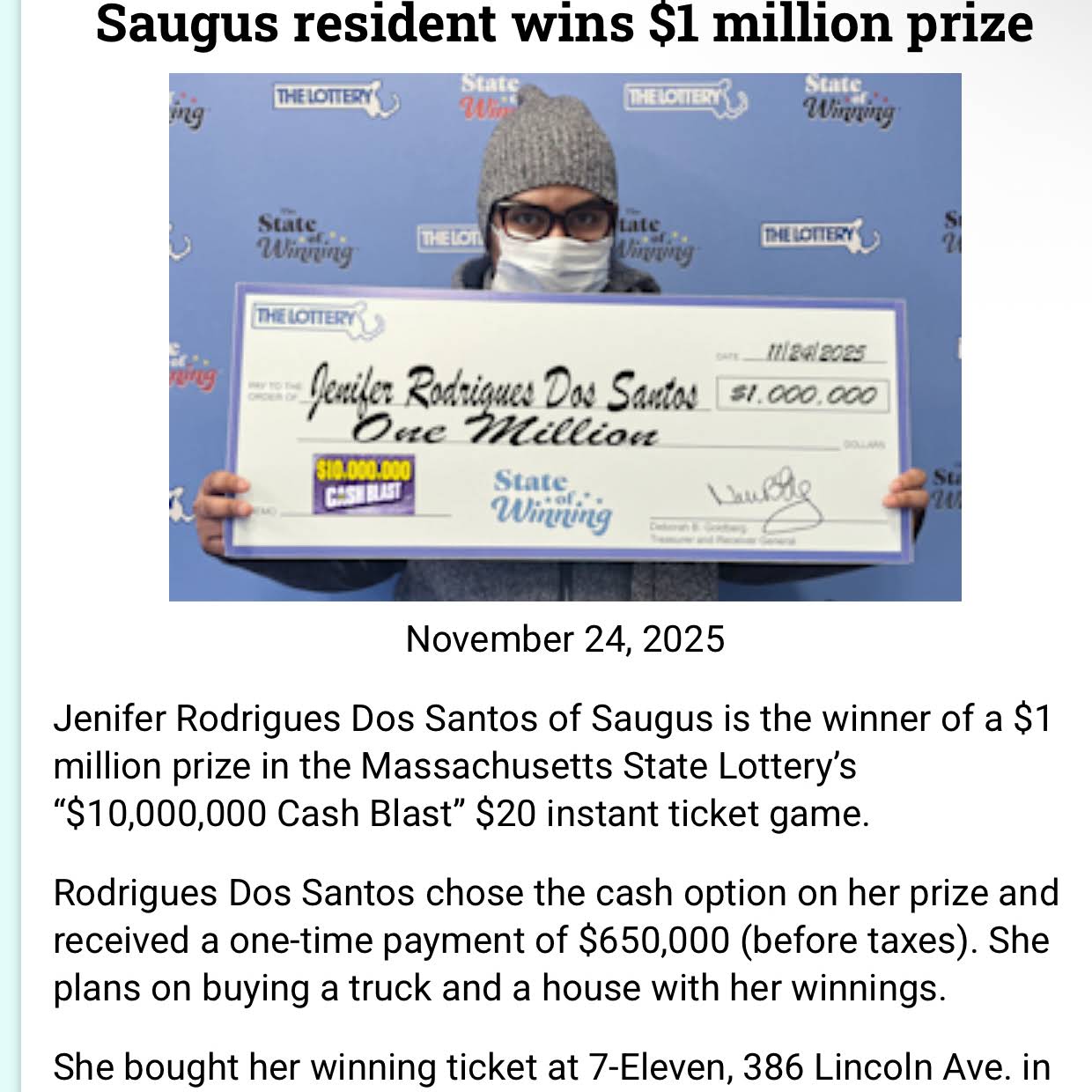 Post from Official Lottery Stories