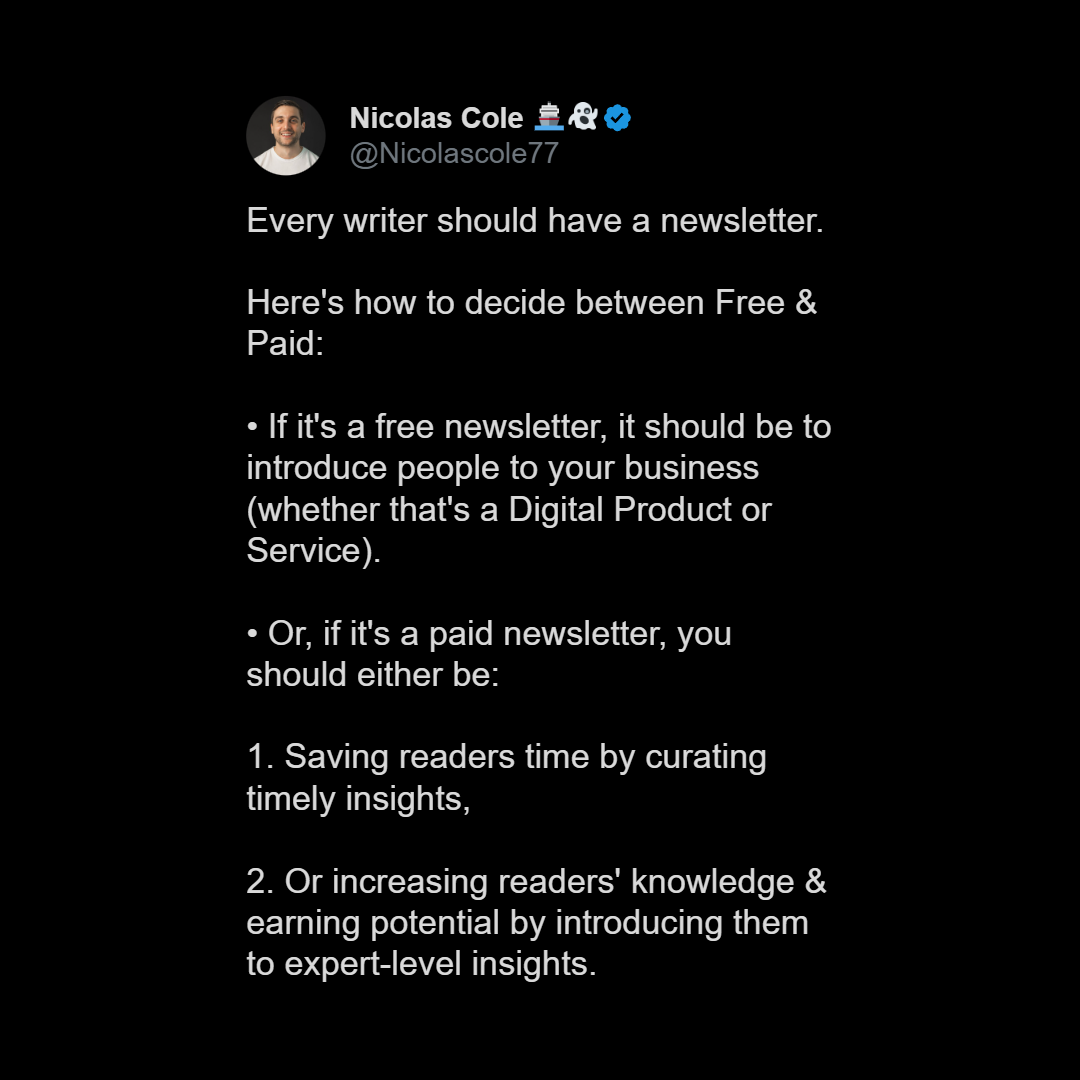 Post from Nicolas Cole