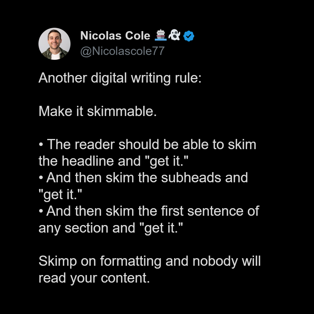Post from Nicolas Cole