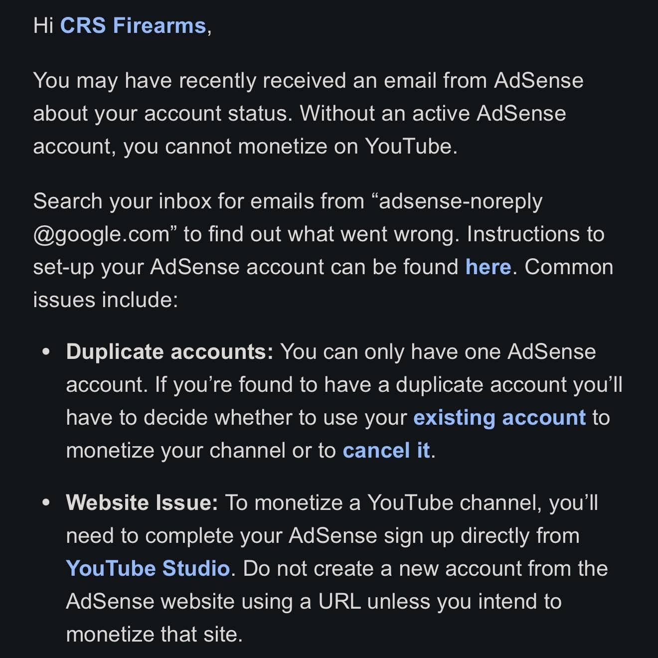 Post from CRS Firearms