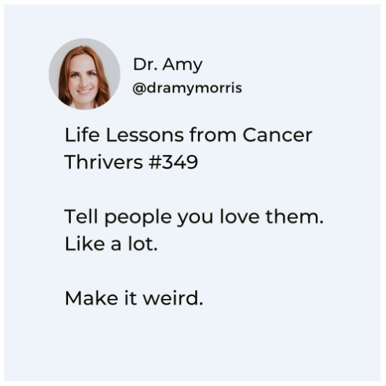 Post from Dr. Amy - Cancer Researcher & Cancer Survivor