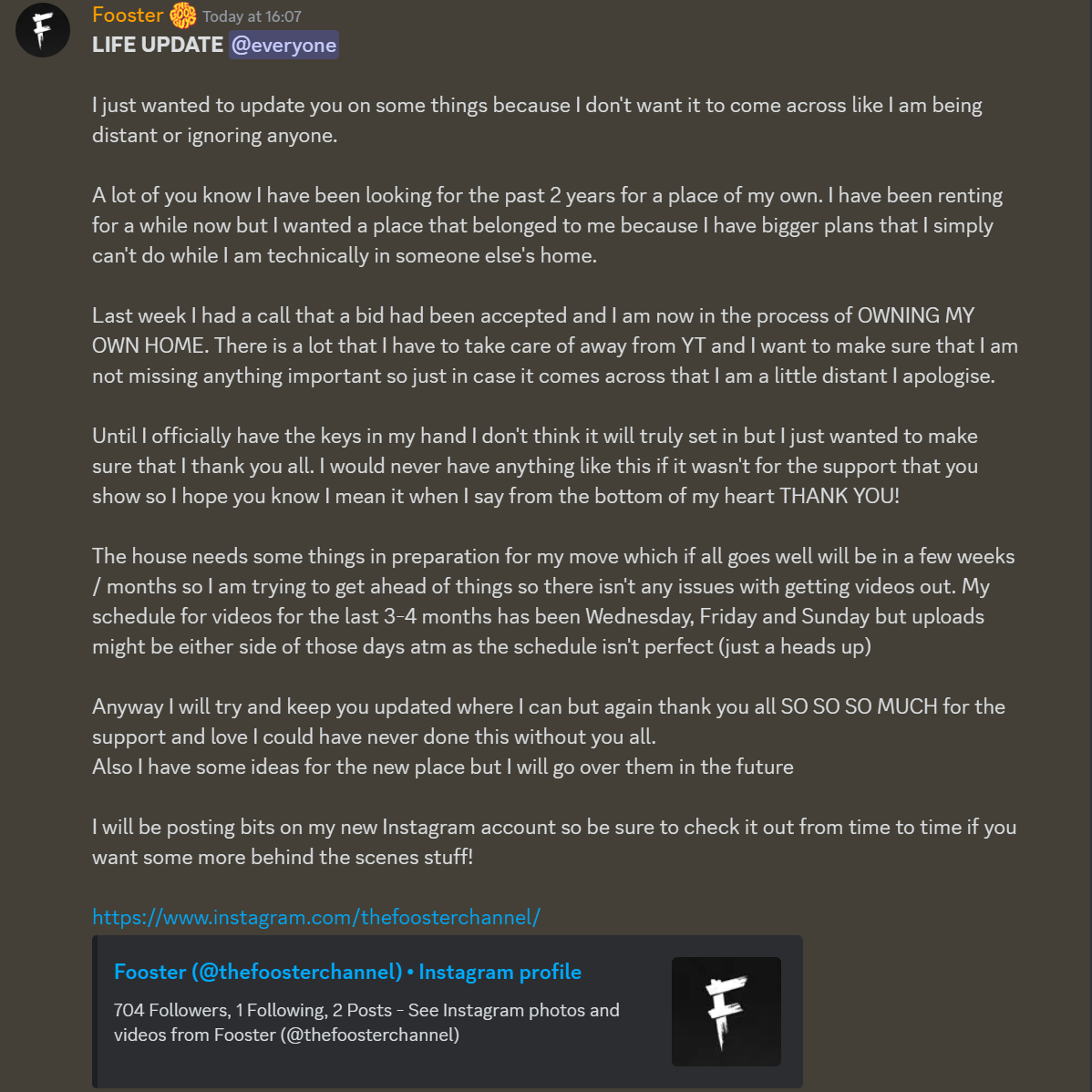 Post from Fooster