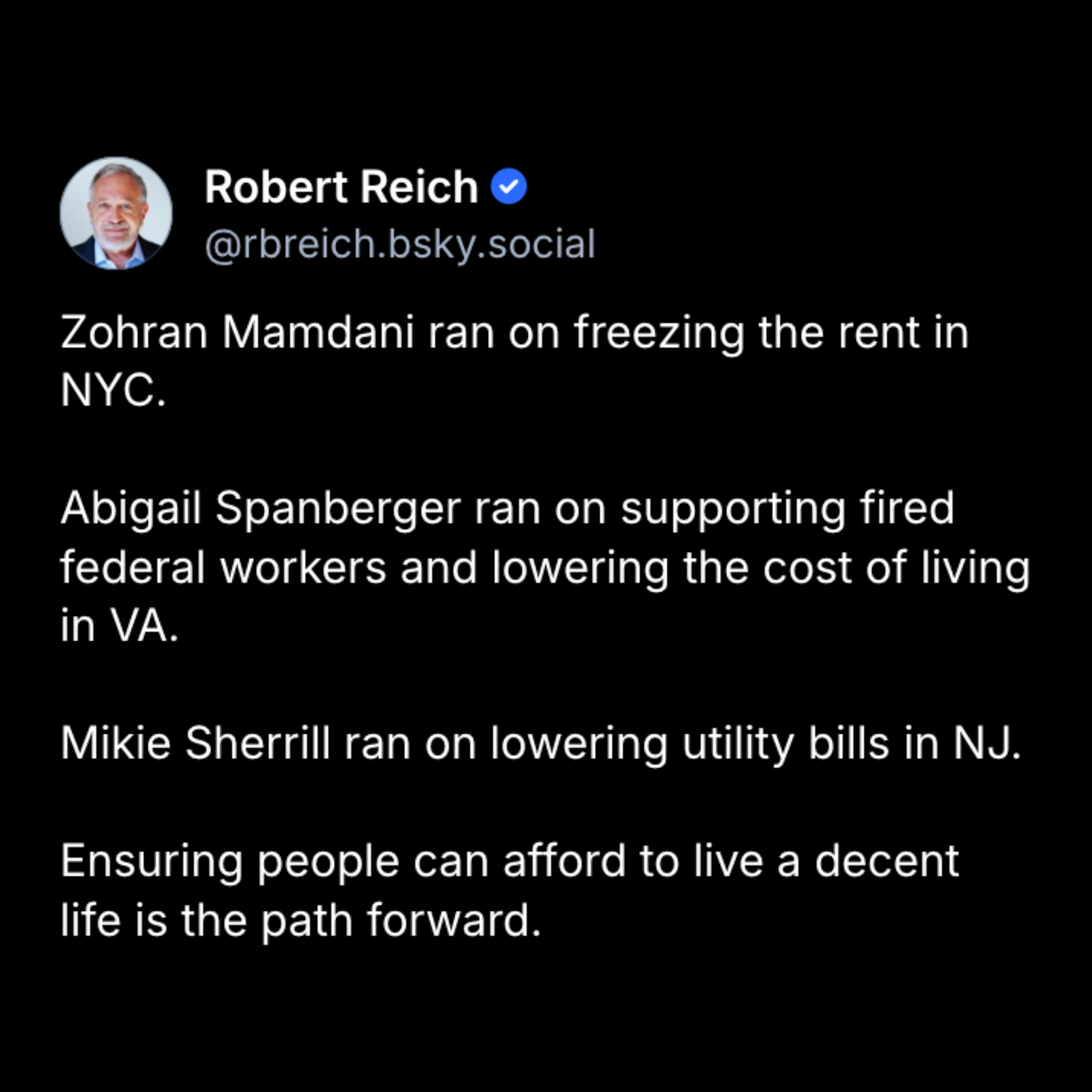 Post from Robert Reich