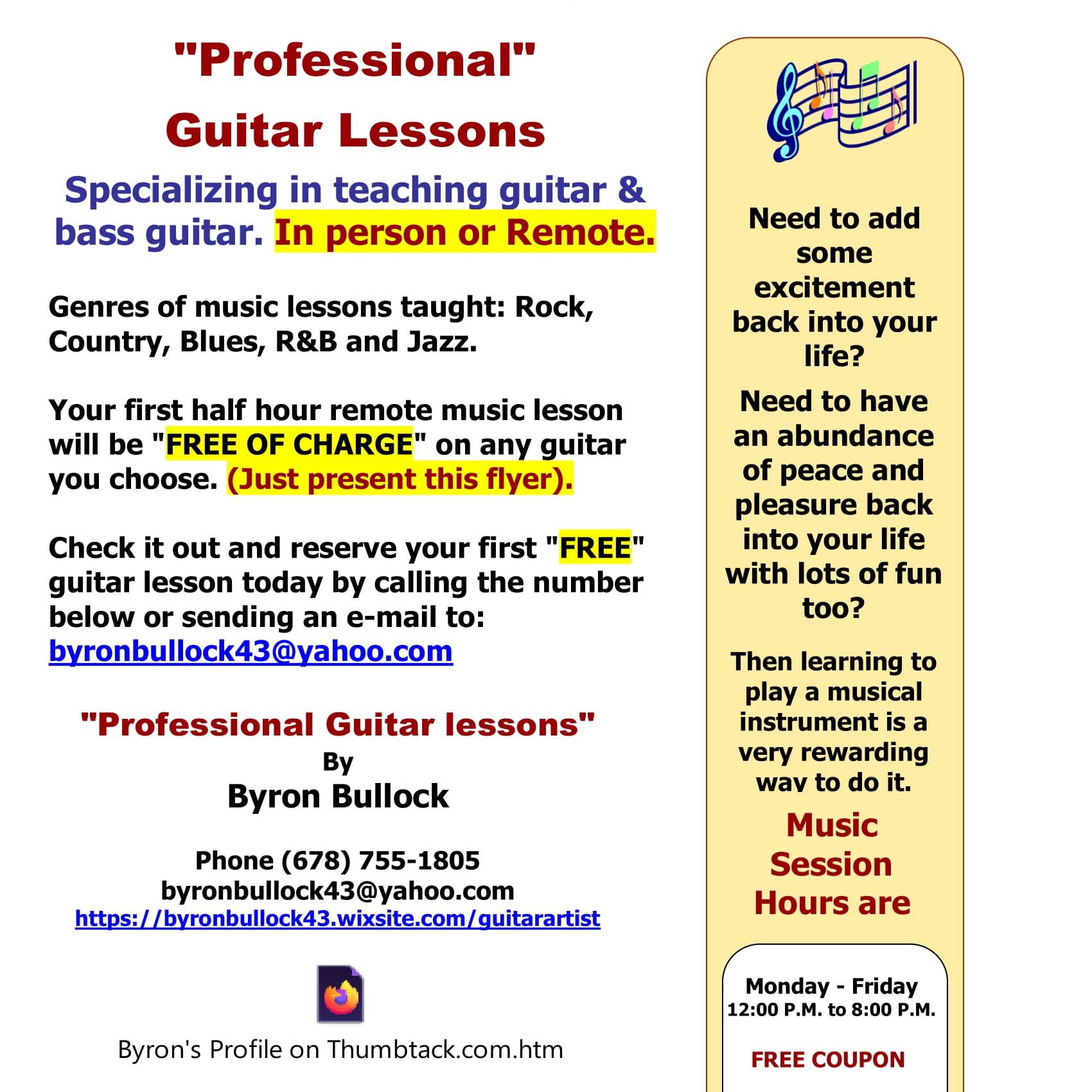 Post from Byron Bullock Guitar Lessons