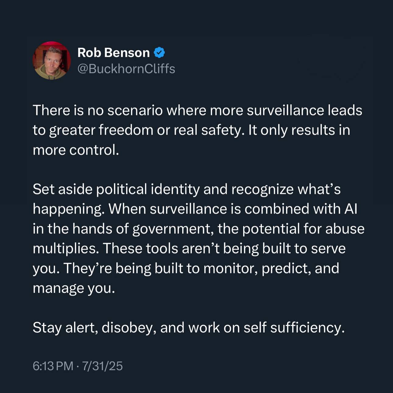 Post from Rob Benson