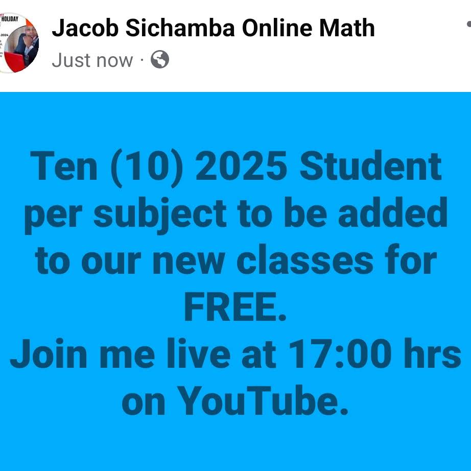 Post from Jacob Sichamba Online Math