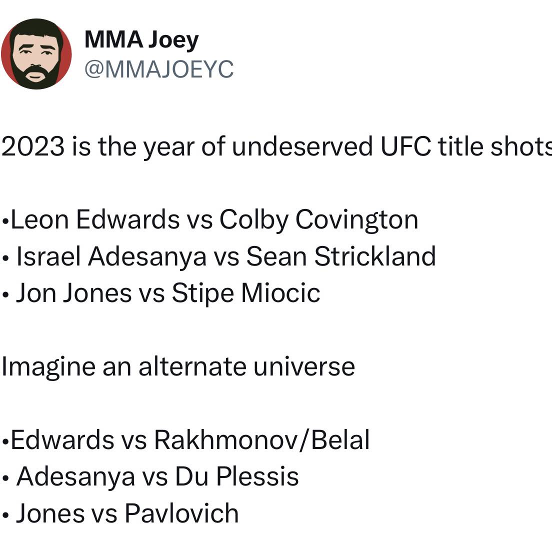 Post from MMA JOEY