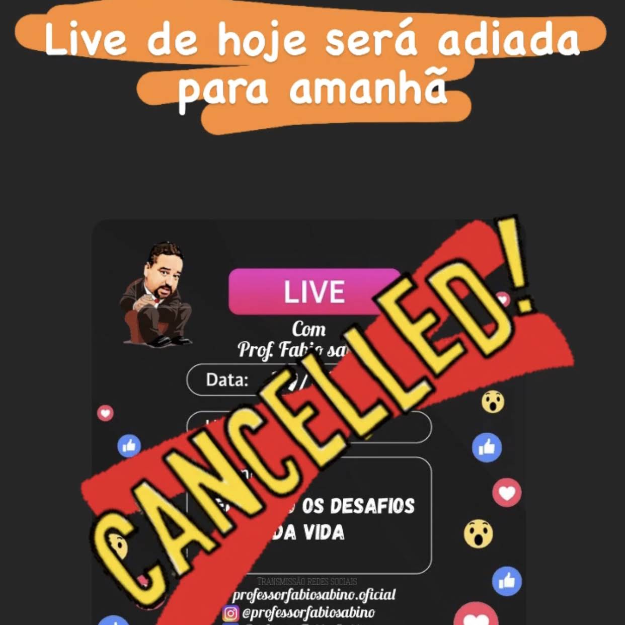 Post from Professor Fabio Sabino. Oficial