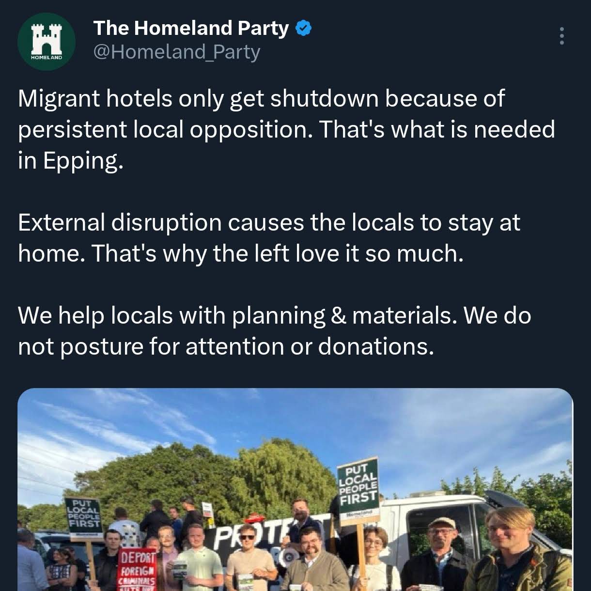 Post from The Homeland Party