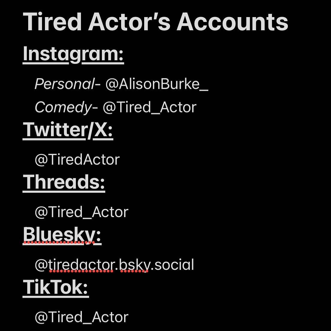 Post from Tired Actor (Alison Burke)