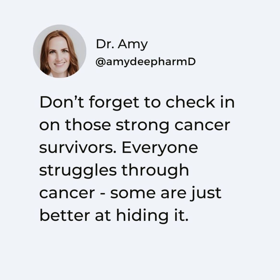 Post from Dr. Amy - Cancer Expert & Cancer Survivor