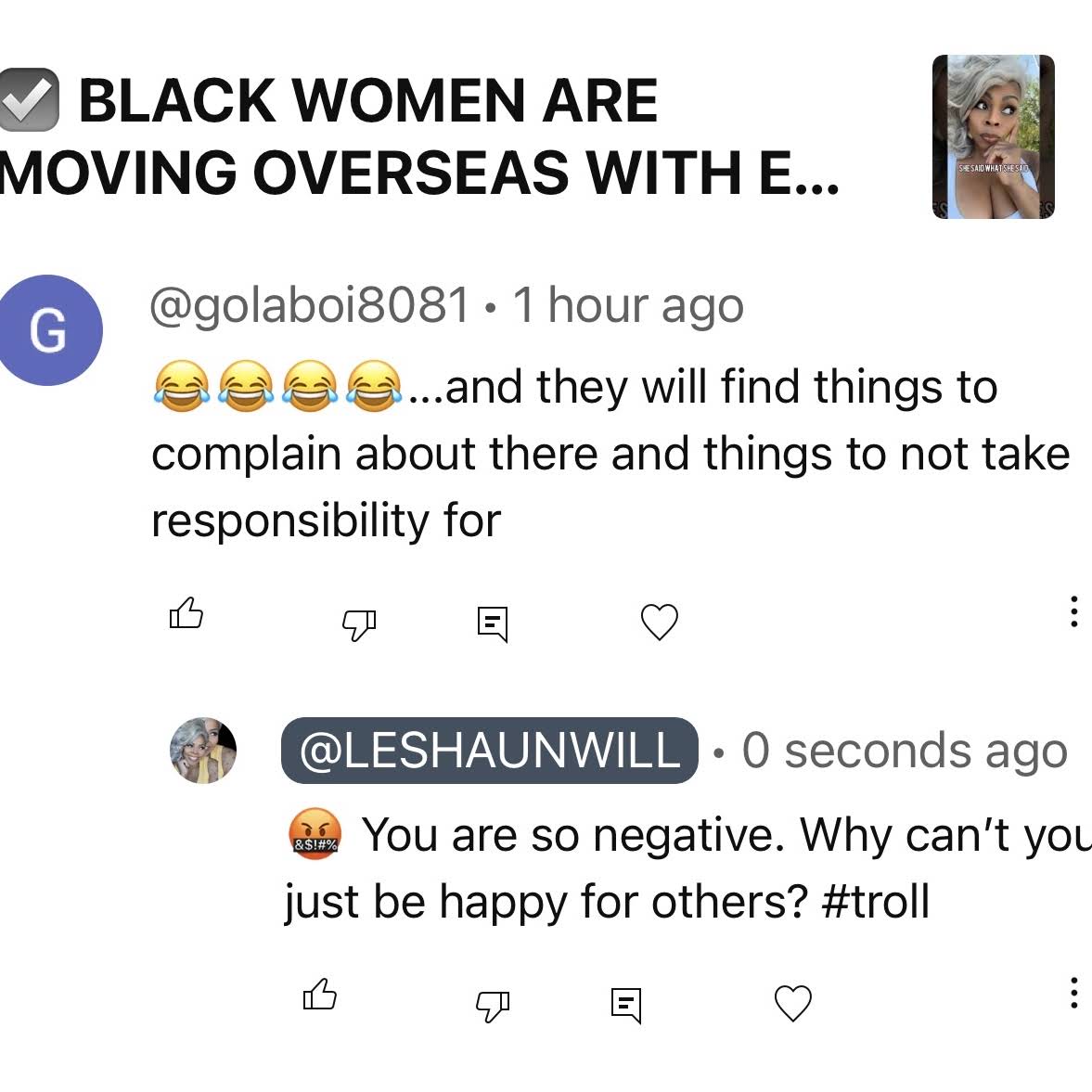 Post from LESHAUN WILL