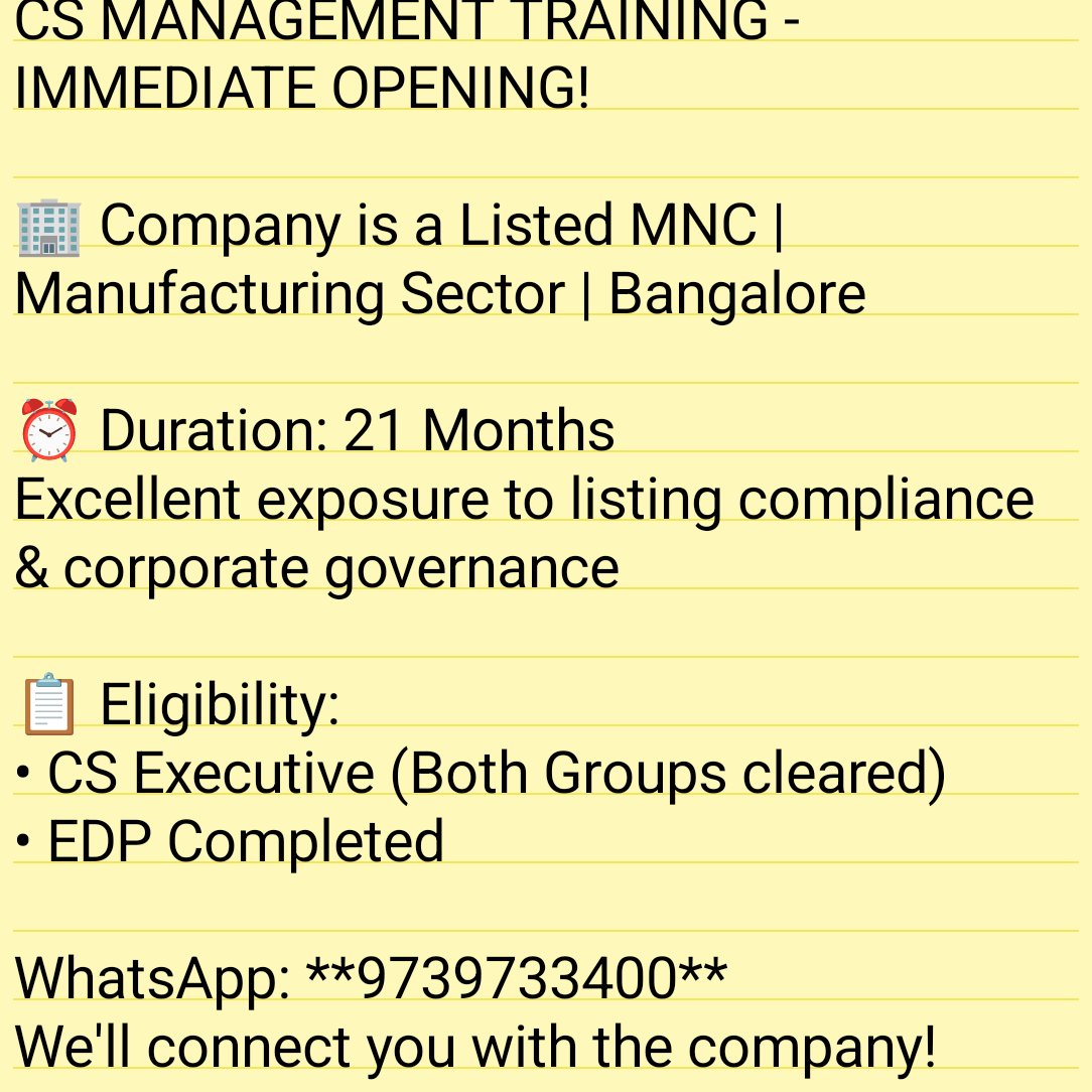 Post from Ekcel Academy - Company Secretary Coaching