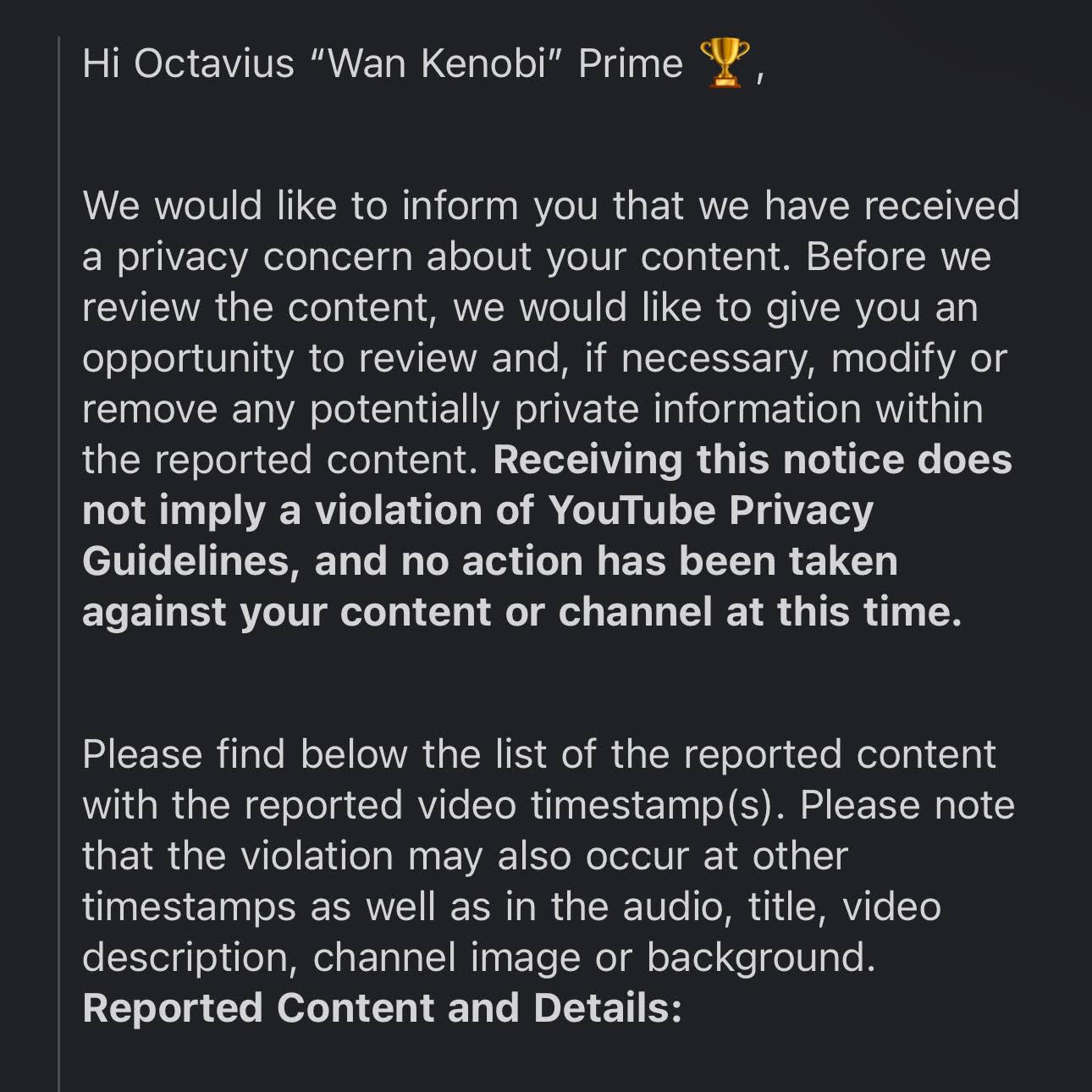 Post from Octavius “Wan Kenobi” Prime 🏆