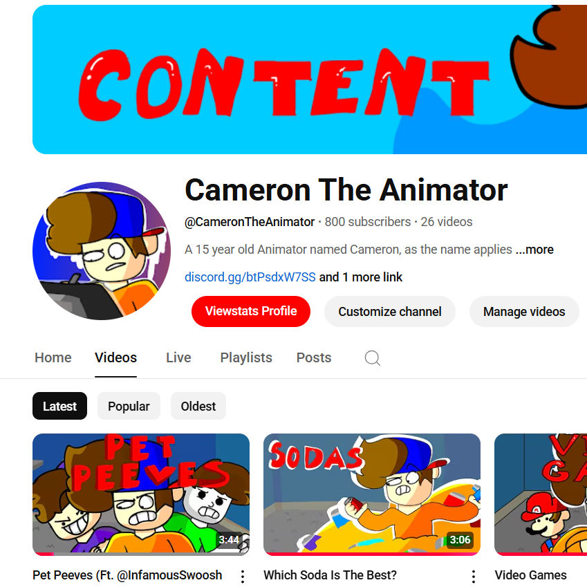 Post from Cameron The Animator