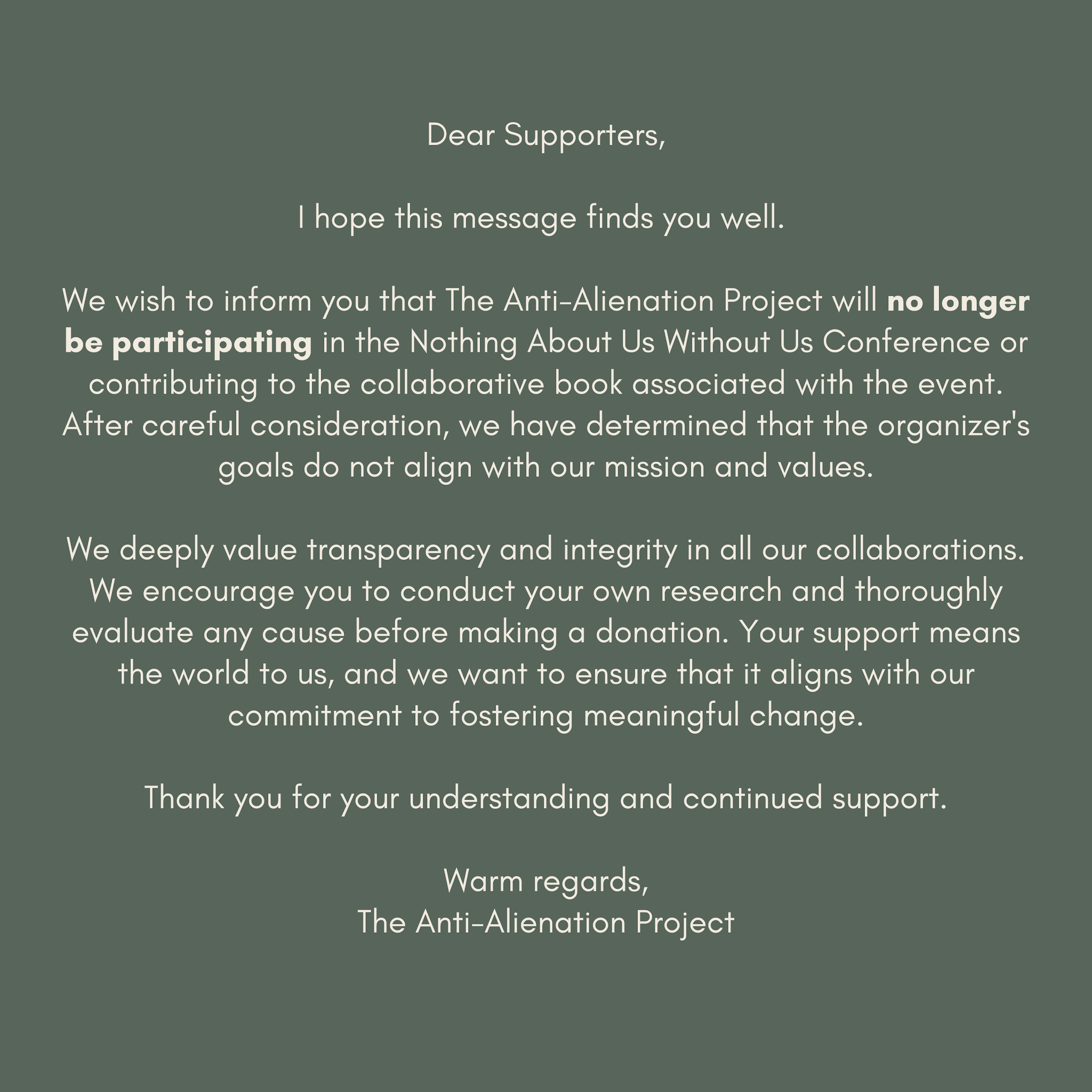 Post from The Anti-Alienation Project