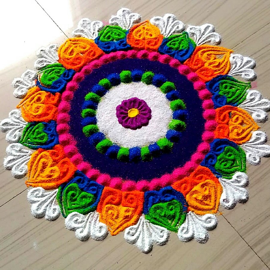 Rangoli designs with colours - YouTube