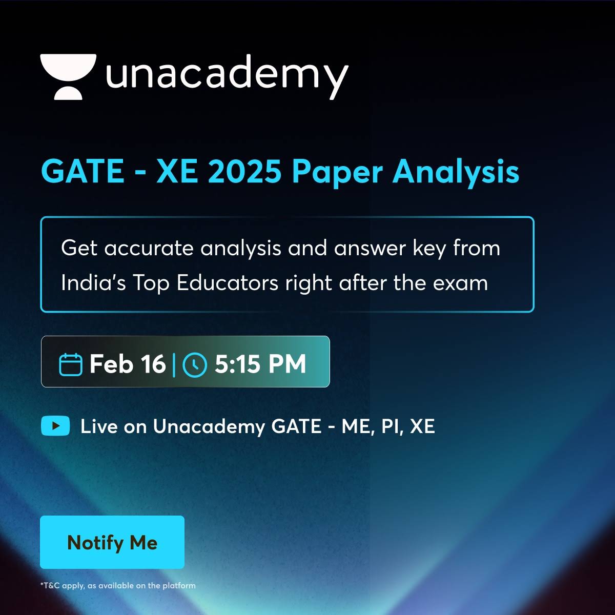 Post from Unacademy GATE - ME, PI, XE