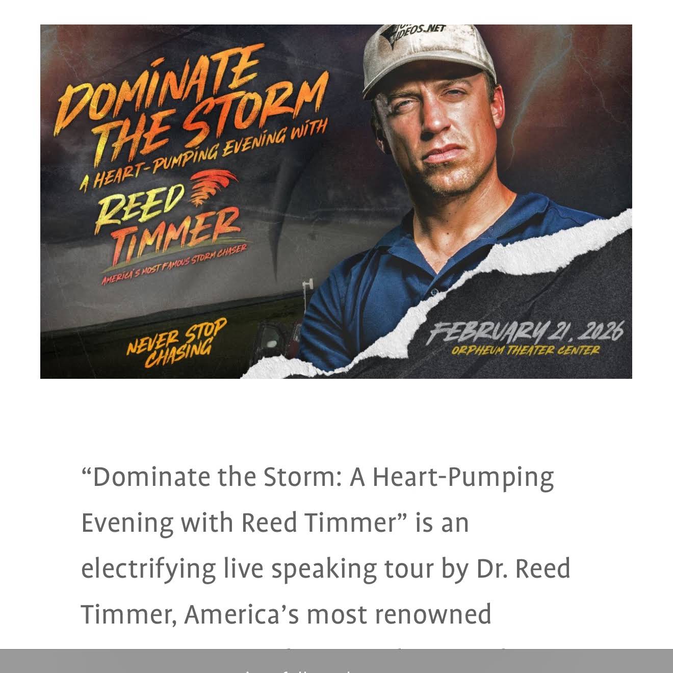 Post from Reed Timmer