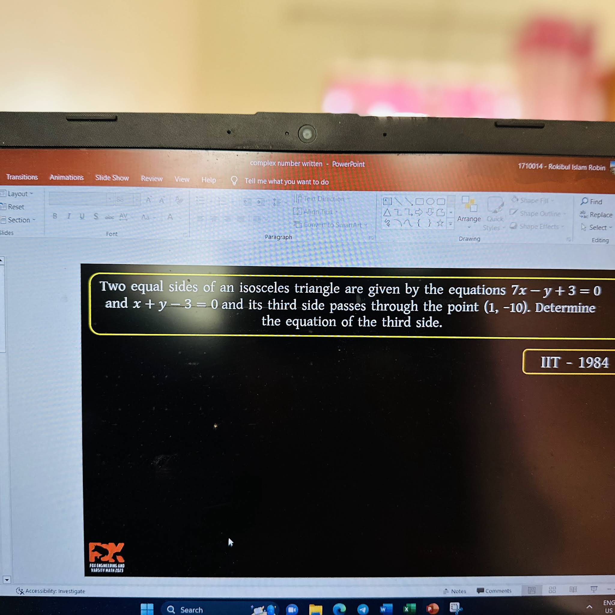 Post from Fox Math Lab