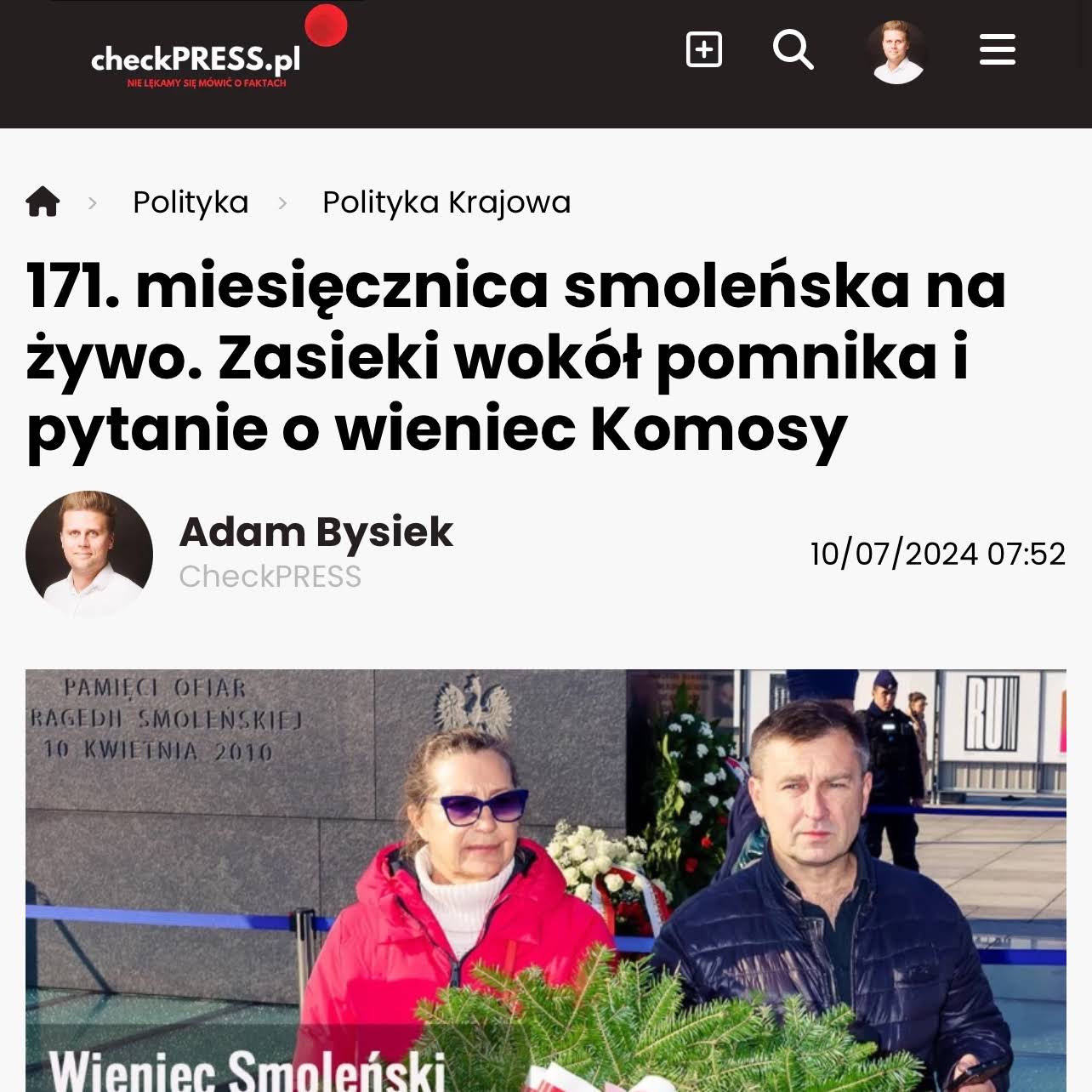 Post from Adam Bysiek - checkPRESS