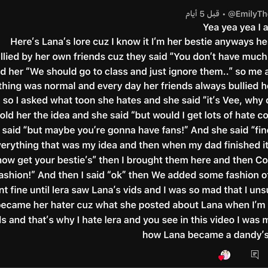 Post from Lana the Vee hater