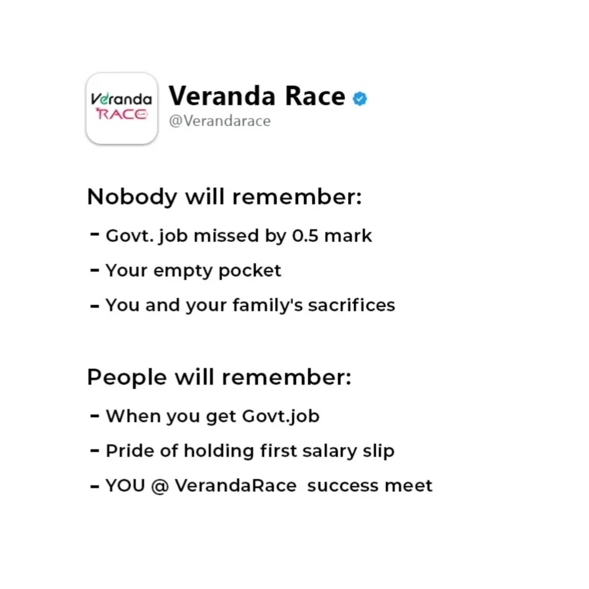 Post from VERANDA RACE - BANK