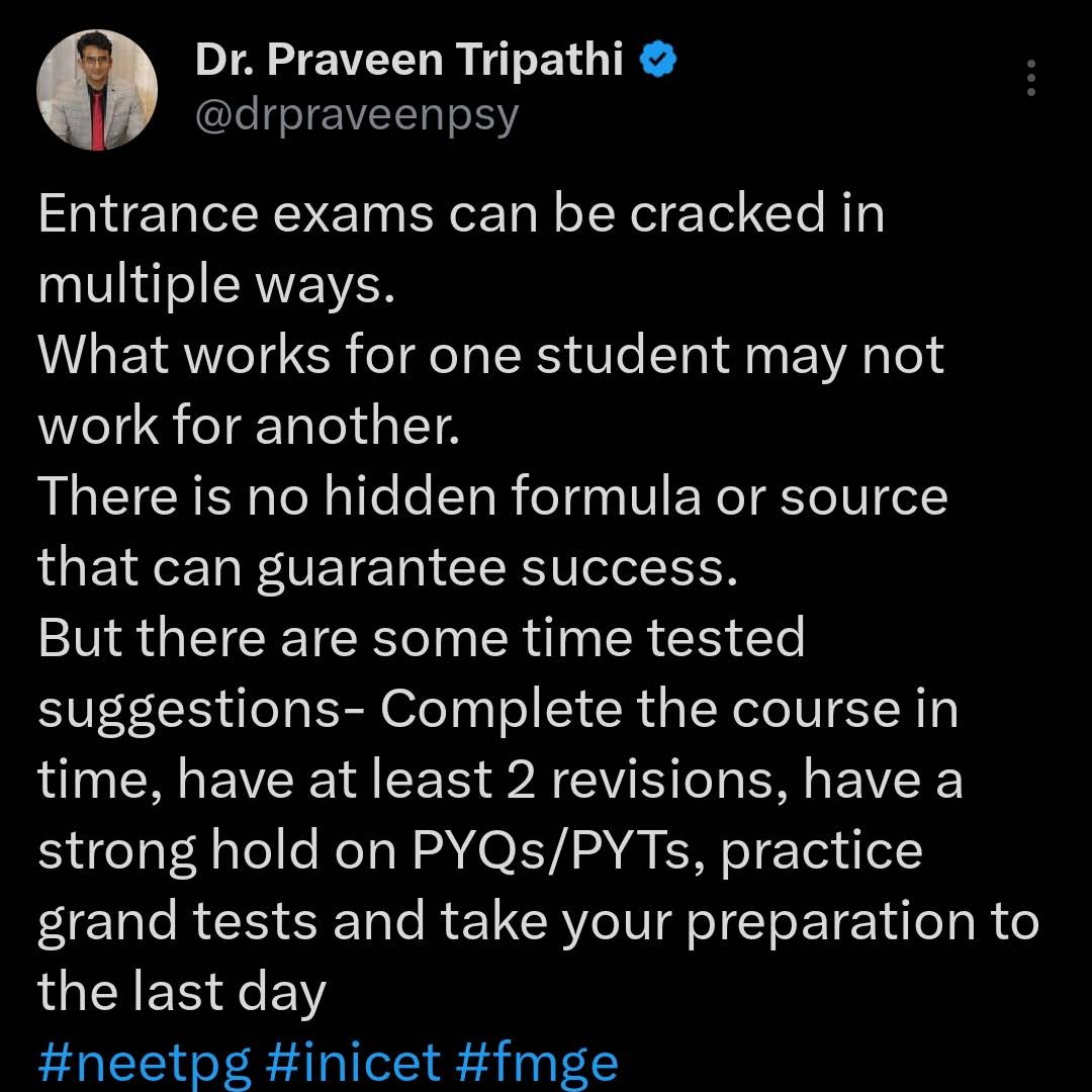 Post from Dr Praveen Tripathi Academics