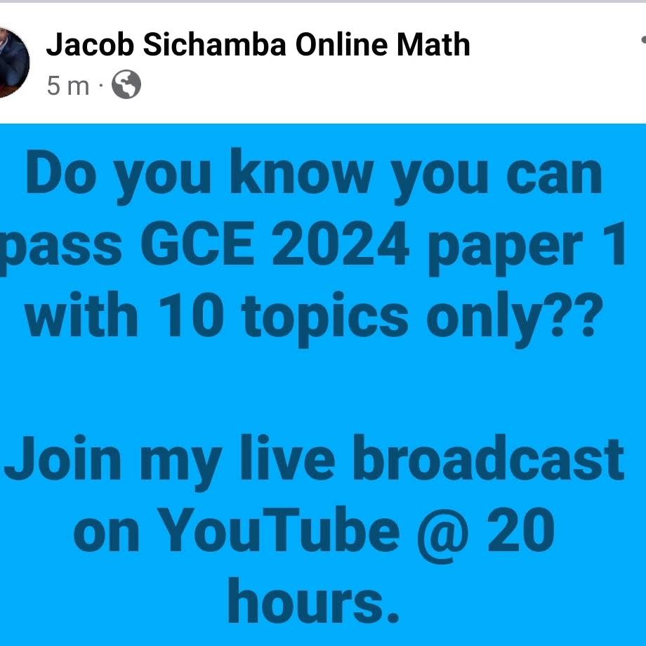 Post from Jacob Sichamba Online Math