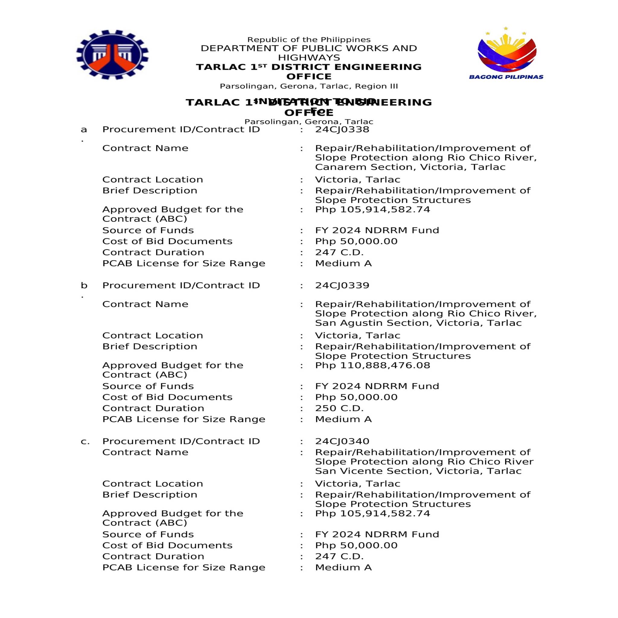 Post from DPWH Tarlac 1st DEO Procurement LS