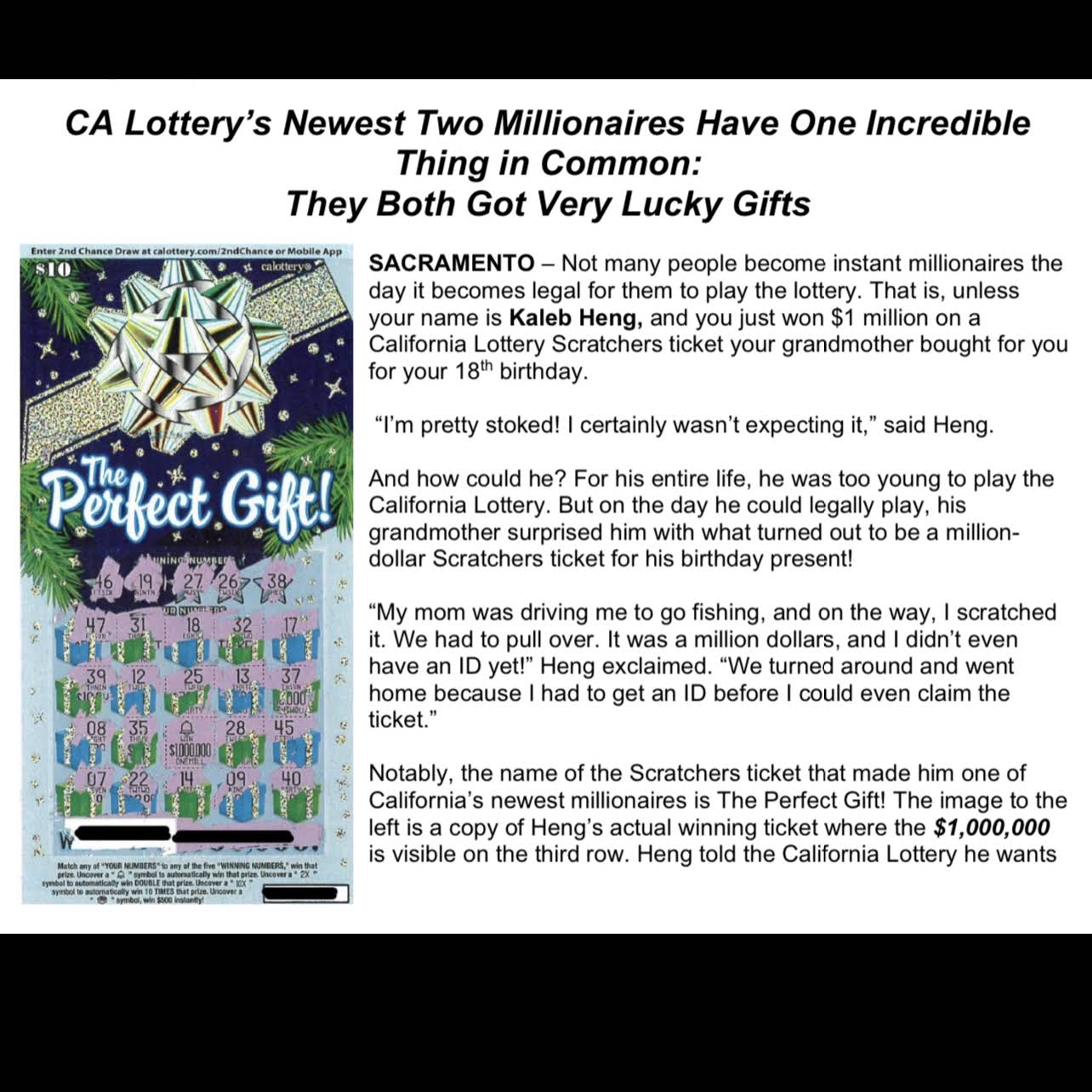 Post from Official Lottery Stories