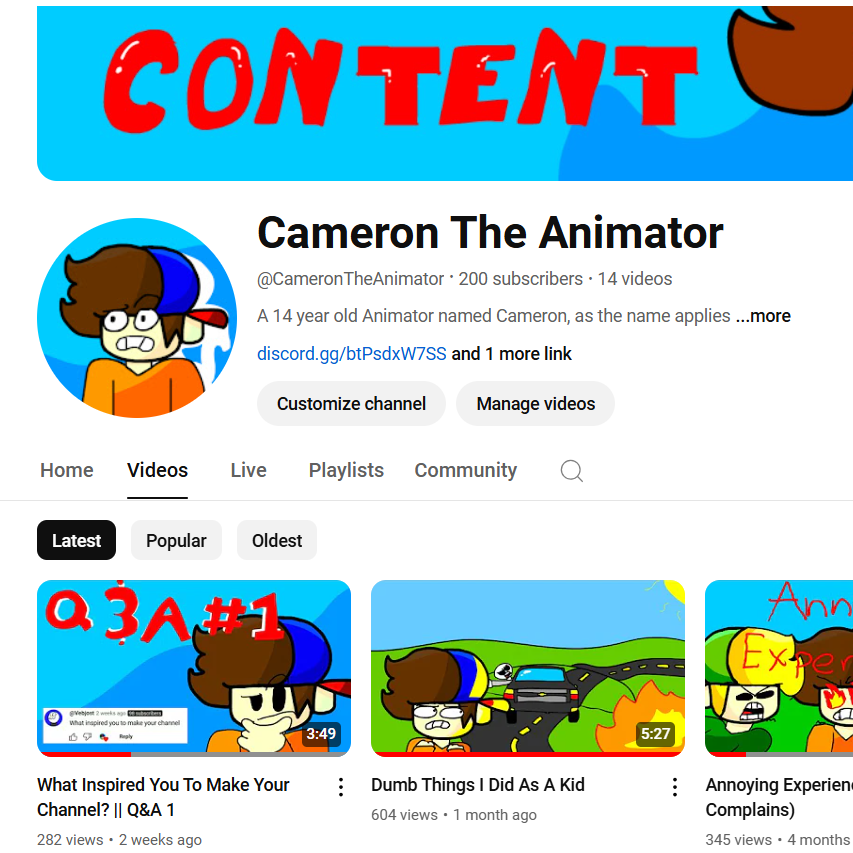 Post from Cameron The Animator