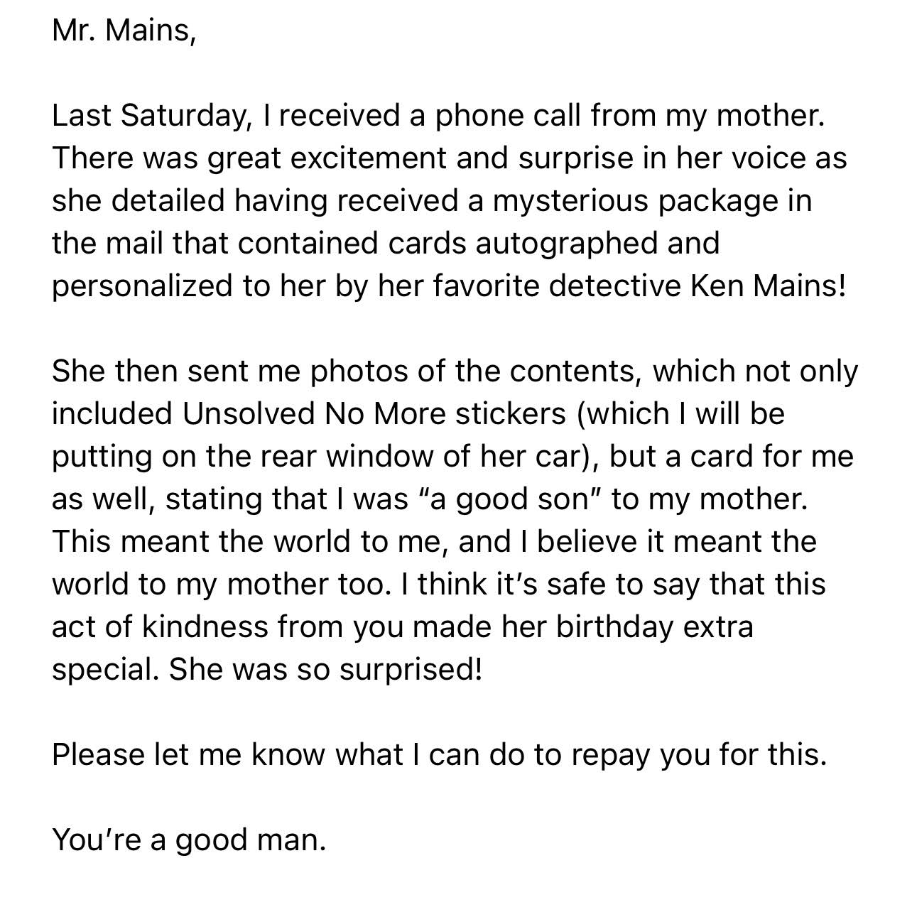 Post from Unsolved No More