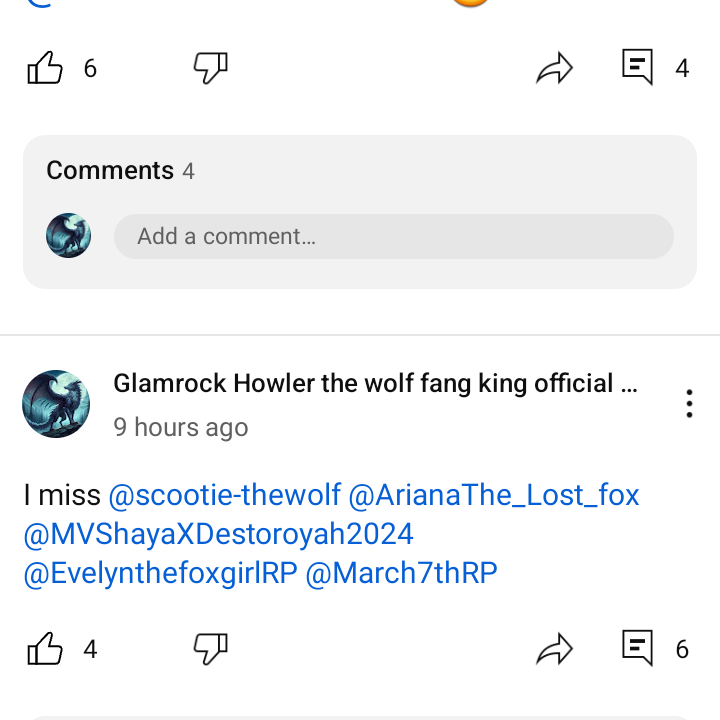 Post from Glamrock Howler the wolf fang king official 👑🐕