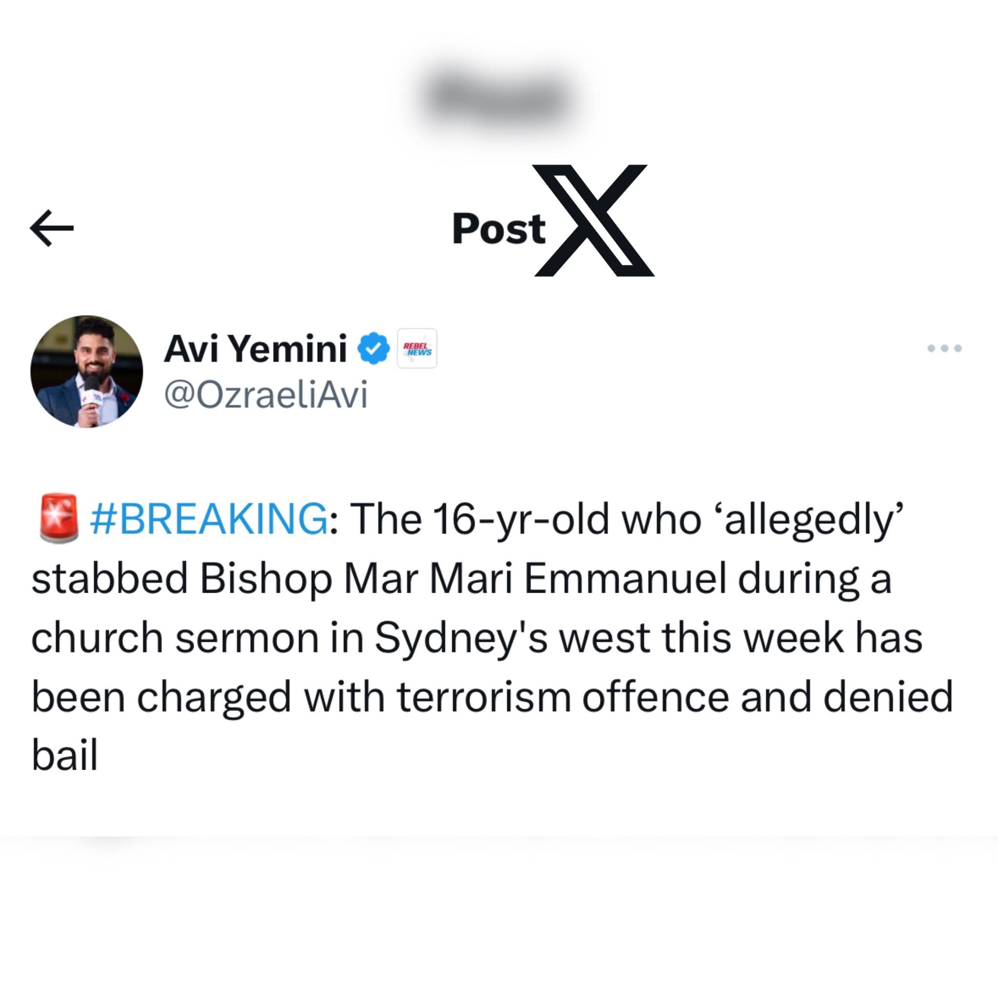 Post from Avi Yemini