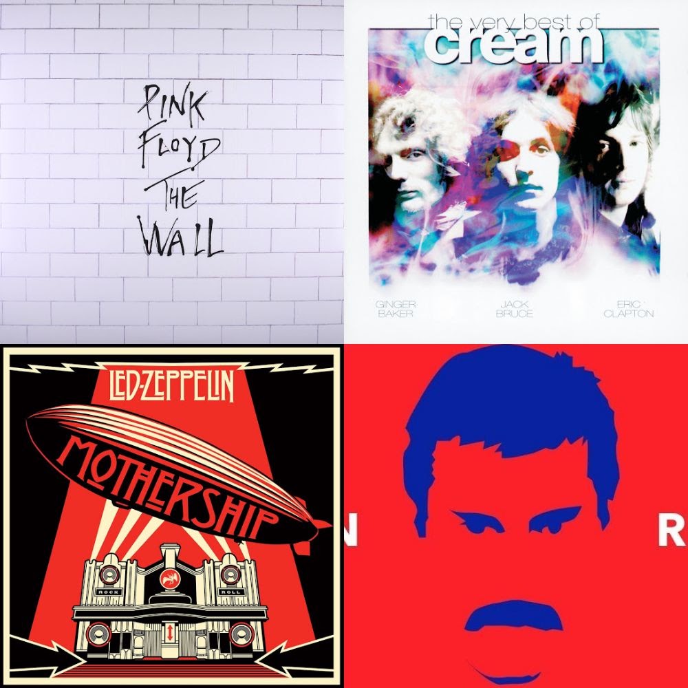 Queen, Led Zeppelin, and Pink Floyd