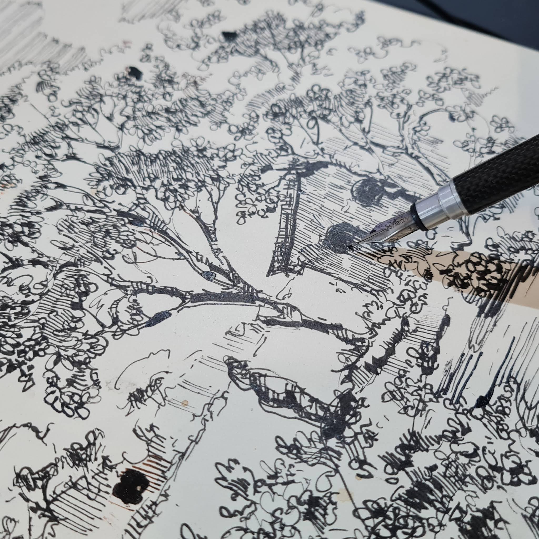 Post from ASMR - drawing, scratching, video - pen and ink